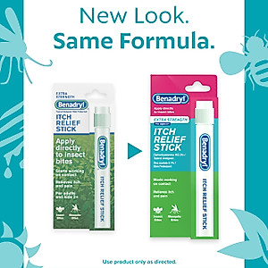 Benadryl Extra Strength Anti-Itch Relief Stick, Bug Bite Itch Relief, Diphenhydramine HCl Topical Analgesic & Zinc Acetate Skin Protectant, Great for Camping Essentials, 0.47 fl oz (Pack of 3)