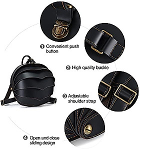 JUGTL Backpack Men's Backpack Crazy Horse Leather Retro Beetle Style Schoolbag Leather Men's Bag Travel Backpack (Oil-waxed Black Tuba)