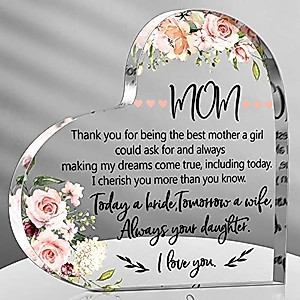 Gifts for Mother of the Bride Mother of the Bride Gifts from Daughter Thank You for Being the Best Mom Acrylic Heart Keepsake Wedding Gift from Daughter Thank You Wedding Gift for Mom (Flower)