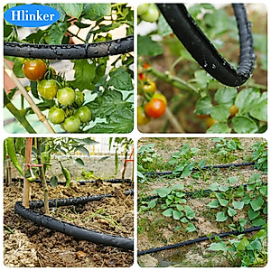 Hlinker Flat Soaker Hose 15 25 50 75 FT for Garden Beds, 25Ft 1/2" Linkable Consistent Drip Irrigation Hose Save 80% Water, Leakproof Heavy Duty Double Layer Sprinkler Hose