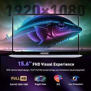 ACEMAGIC Laptop 16GB DDR4 512GB SSD, 12th Gen Alder Lake N95(4C/4T 3.4GHz) Laptop Computer with Light Metal Design, 15.6inch FHD Display, 2.4G/5G WiFi, BT5.0, Webcam, Type_C, USB3.2, Ultra Slim