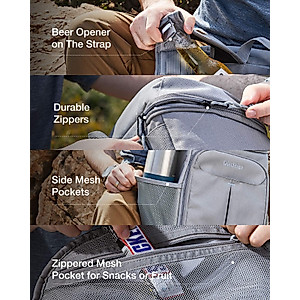 OlarHike Cooler Backpack, Soft Leak-Proof 30 Cans Insulated Backpack Cooler Bag for Picnics Hiking Camping (Grey)