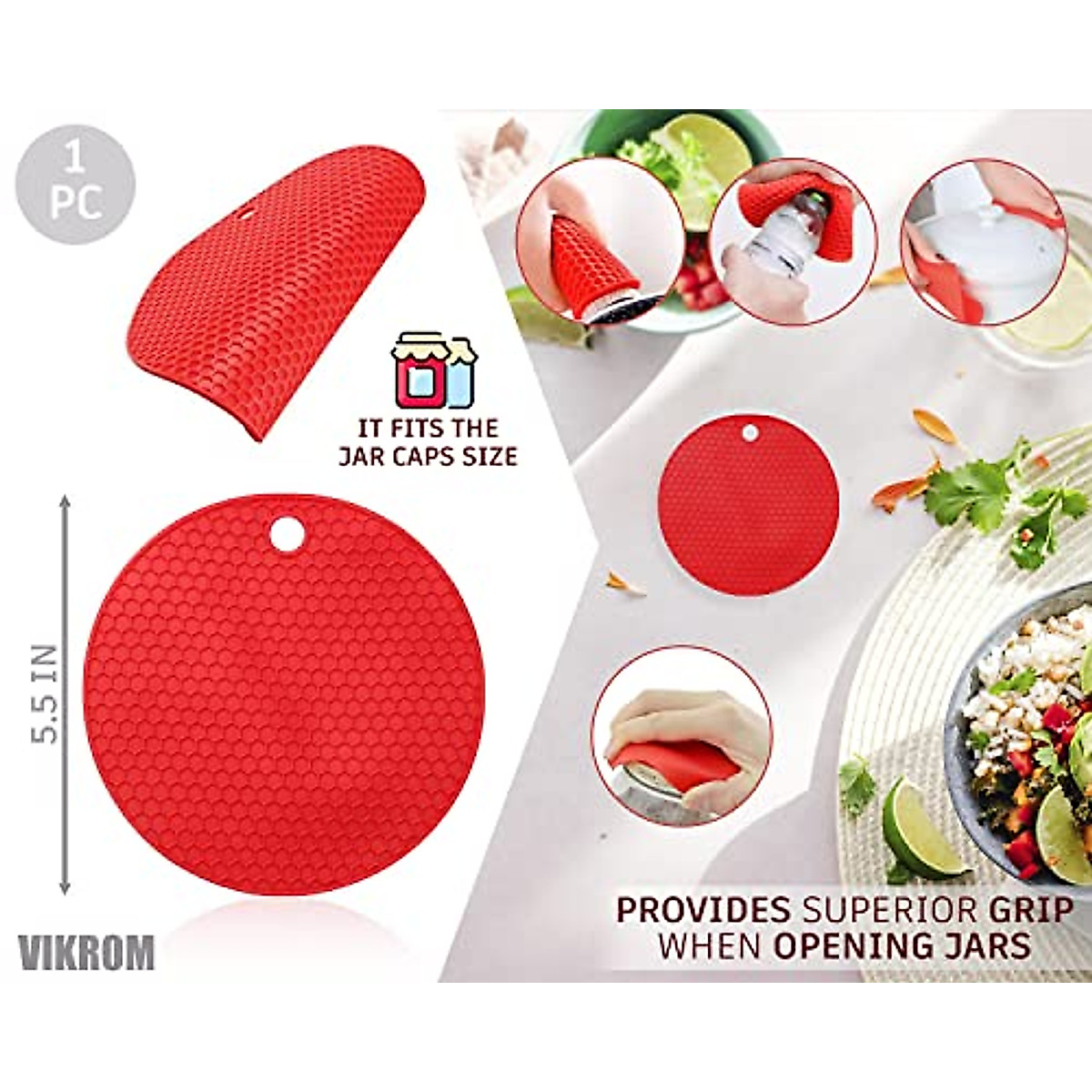 Silicone Jar Opener Gripper Pad - 3Pcs Nonslip Bottle Opener Rubber Jar Opener Gripper Pad Kitchen Set Jar Openers for Seniors Hand Can Opener Kitchen Gadgets - Handle Can Opener Multi Purpose Opener
