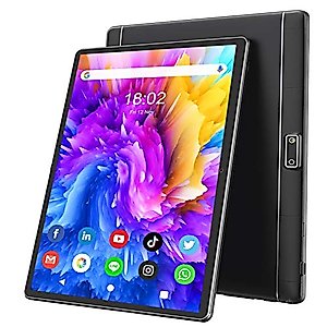 Tablet 10 Inch Android 9 HD Dual Sim Tablets with Quad Core, 32GB ROM /128 GB Expand, 3G Phone Call, WiFi, Bluetooth, Dual Camera, GPS, IPS Touchscreen, GMS Google Certified Tablet PC, (Black)