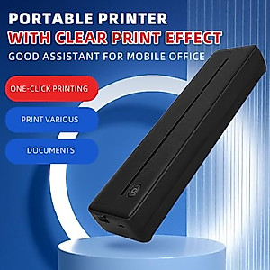 ZJchao Thermal Printers, 200dpi Cordless Portable Thermal Printer with 100pcs A4 Thermal Paper Small Printer Clear Printing Bluetooth Inkless Mobile Printer for Travel Home