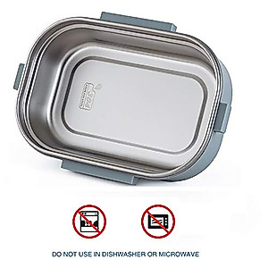 Lille Home Stainless Steel Leakproof Bento Lunch Box/Metal Food Container with Insulated Lunch Bag, BPA Free, 22 Ounces, Gray