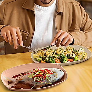 4Pcs Wheat Straw Plates and Bowls Sets - 11 Inch Dishwasher Safe Plates Microwave Safe Plastic Dinnerware Set - Unbreakable Dishes Wheat Straw Utensils - Kids Dinnerware Storage Set Reusable Plates