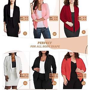 Hybrid & Company Lightweight Open Front Cardigan Classic Ruched Sleeve Work Office Blazer Suit Jackets Black