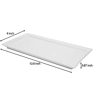 amhomel Serving platter, White Rectangular Serving Plates, Platters for Serving Food, Dessert, Sushi, Vegetable and Cake, Serving Trays for Party, Set of 4, 12.6 Inch