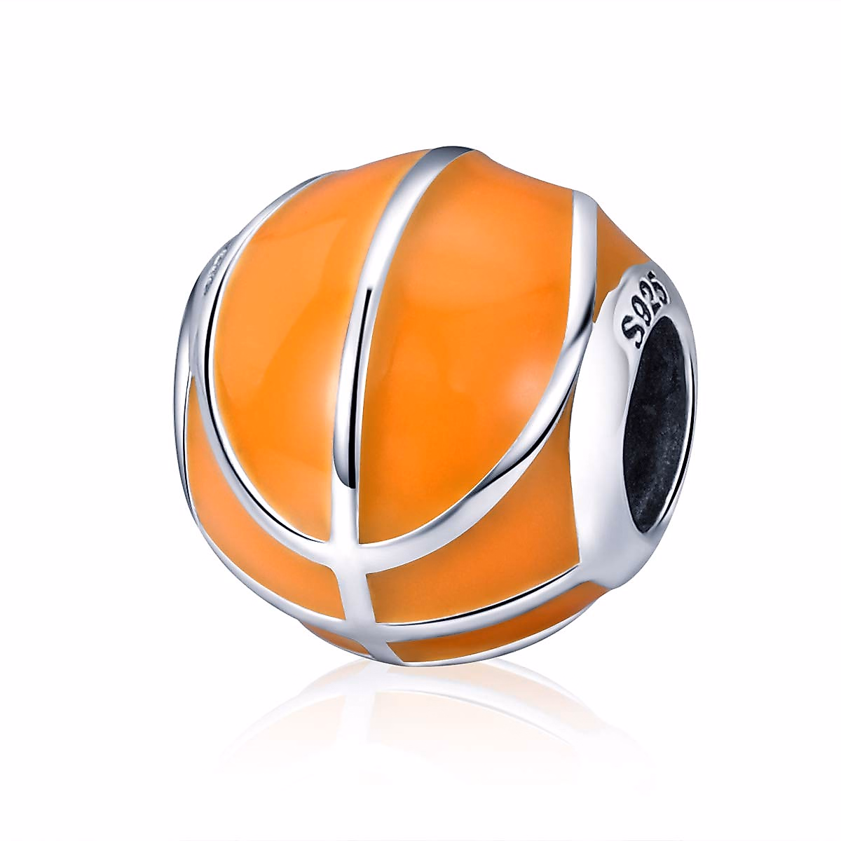 CZVIVIRY Sport Bead Charms 925 Sterling Silver USA Rugby Football Basketball Volleyball Golf Club Bat Mitten European Charm Bracelet (Basketball)