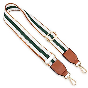 Wolven Adjustable Purse Strap Replacement Crossbody Shoulder Strap For Handbag Laptop Bag Etc (White Green Stripe)