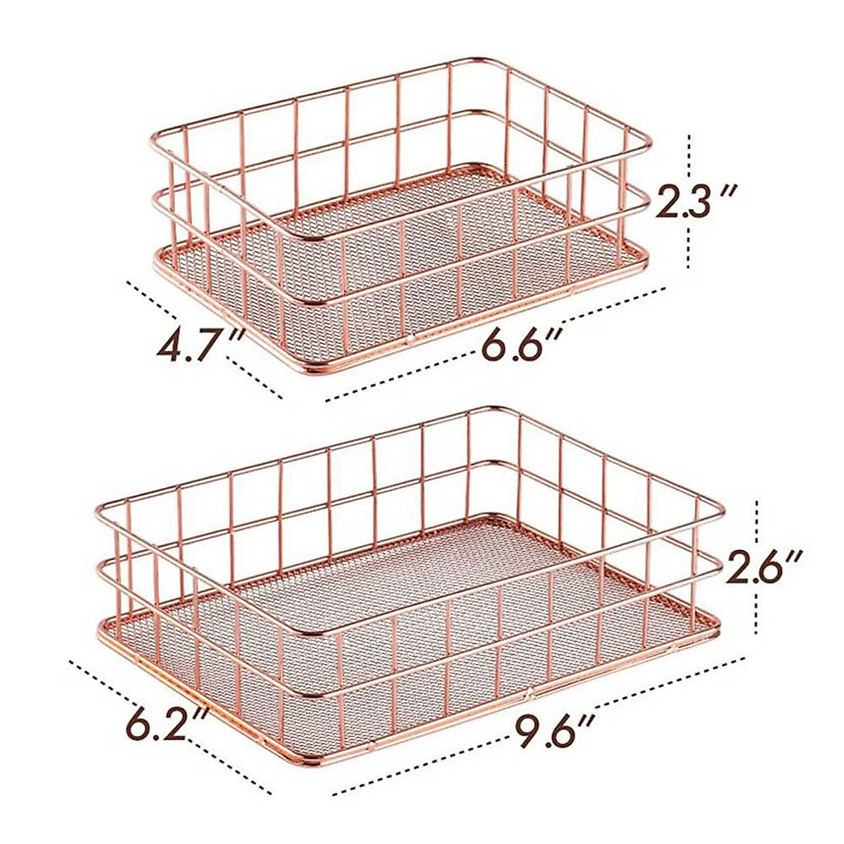 AESGXTU Rose Gold Metal Storage Basket Desktop Iron Grid Simple Snack Storage Tray for Home Decor＆Orderly Storage (Large)