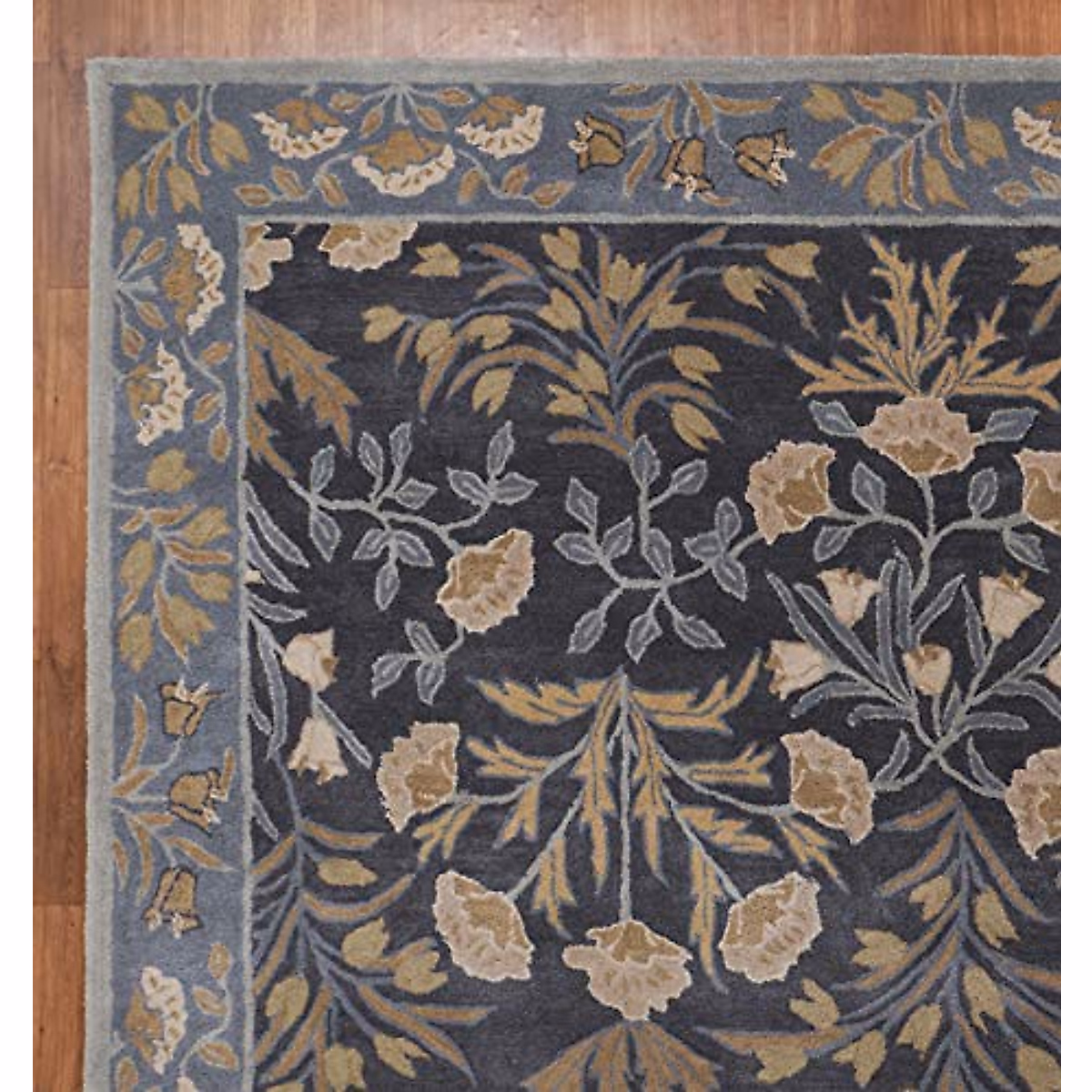 Old Hand Made Floral Blue Tulip Traditional Persian Oriental Woolen Area Rugs (9'x12')