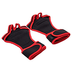Mind Reader Pull-Up Glove Set, Secure Finger Holes, Textured Non-Slip Grip for Chin-Up Bars, Gymnastics, Circus Training, Aerial or Pole Fitness, Small, Red