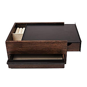 Umbra Stowit Jewelry Box-Modern Keepsake Storage Organizer with Hidden Compartment Drawers for Ring, Bracelet, Watch, Necklace, Earrings, and Accessories, Black/Walnut