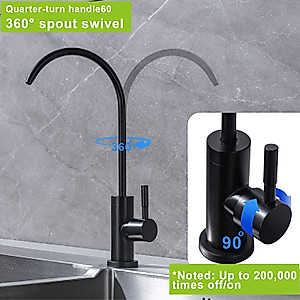TQKAG Black Kitchen Sink Faucet Drinking Water Faucet Stainless Steel Reverse Osmosis Faucet Fits Most Water Filtration Systems Kitchen Beverage Faucets