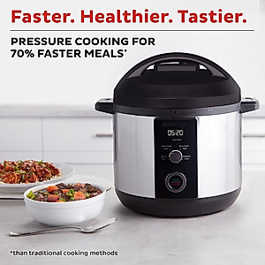 6QT Easy 3-in-1 Slow Cooker, Pressure Cooker, and Sauté Pot, Versatile Family Cooking, Black