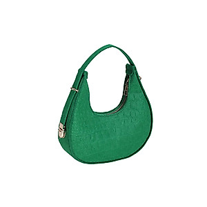 Verdusa Women's Crocodile Embossed Felt Faux Leather Shoulder Hobo Bag Green One Size
