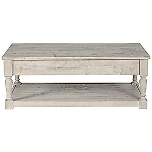 Signature Design by Ashley Shawnalore Rectangular Rustic Cocktail Table, Whitewash