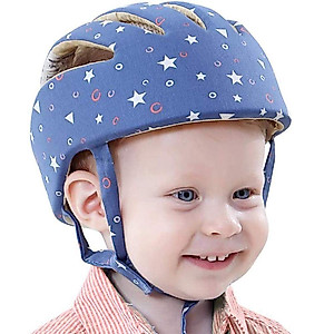 Huifen Baby Helmet, Children Infant Toddler Adjustable Infant Helmet Learning to Walk Playing Baby Helmet for Crawling Walking (Starry Blue)