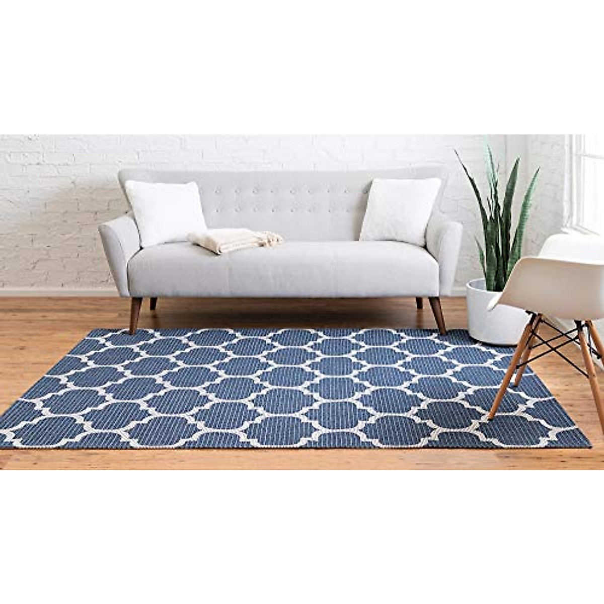 Rugs.com Georgia Collection Rug – 7' x 10' Navy Blue Flatweave Rug Perfect for Living Rooms, Large Dining Rooms, Open Floorplans