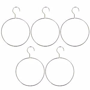 TOPBATHY 5pcs Round Clothes Hangers Metal Scarf Rack Closet Organization Storage Holder (Golden)