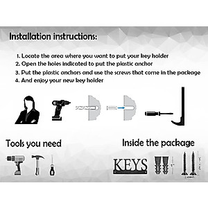 Key Holder Wall Mount for Decorative, Rack of plastic Includes Screws & Anchors, Hanger for Entryway, Front Door, Hallway, Office 11x5x2 inches Key Holders for Home