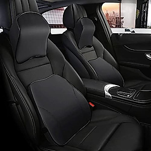 SPICLY Lumbar Pillow PU Leather Car Neck Pillow Car Seat Head Support Car Lumbar Pillow Relief Driving Car Lumbar Pad (Color : Brown)