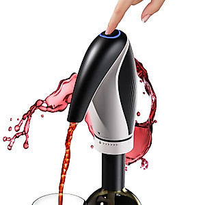 KIEKRO 2 in 1 Electric Wine Aerator, Rechargeable Wine Dispenser Pump, Electric Wine Dispenser, One-touch wine pourer, Suitable for Families, Travel, Parties, Bars,etc (Black)