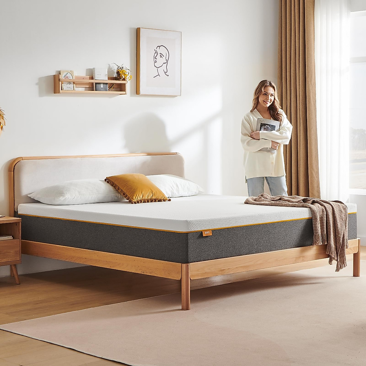 OYT Queen Size Mattress, 12" Inch Gel Memory Foam Queen Bed Mattress in a Box with CertiPUR-US Certified Foam for Sleep Supportive & Pressure Relief,Cloud-Like Experience