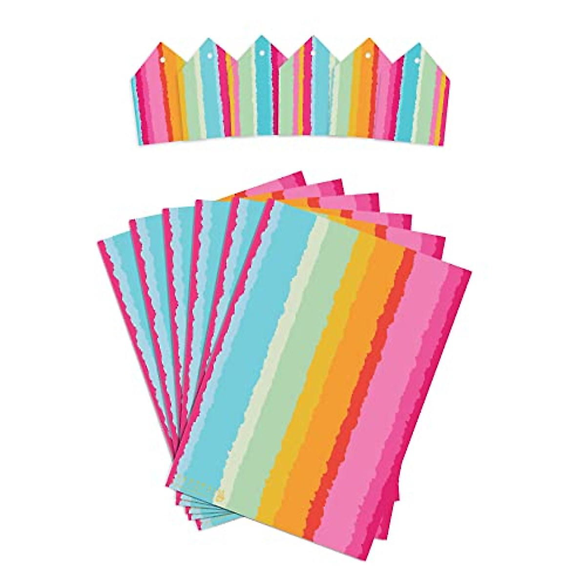 CENTRAL 23 Stripes Wrapping Paper For All Occasion - 6 Sheets Colorful Gift Wrap - Sunset Stripe - Pink Orange Yellow - For Birthday Bridal Wedding Christmas - Comes With Fun Stickers