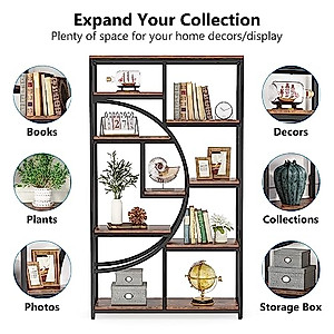 Tribesigns Bookshelf Industrial 5 Tier Etagere Bookcase, Freestanding Tall Bookshelves Display Shelf Storage Organizer with 9-Open Storage Shelf for Living Room, Bedroom