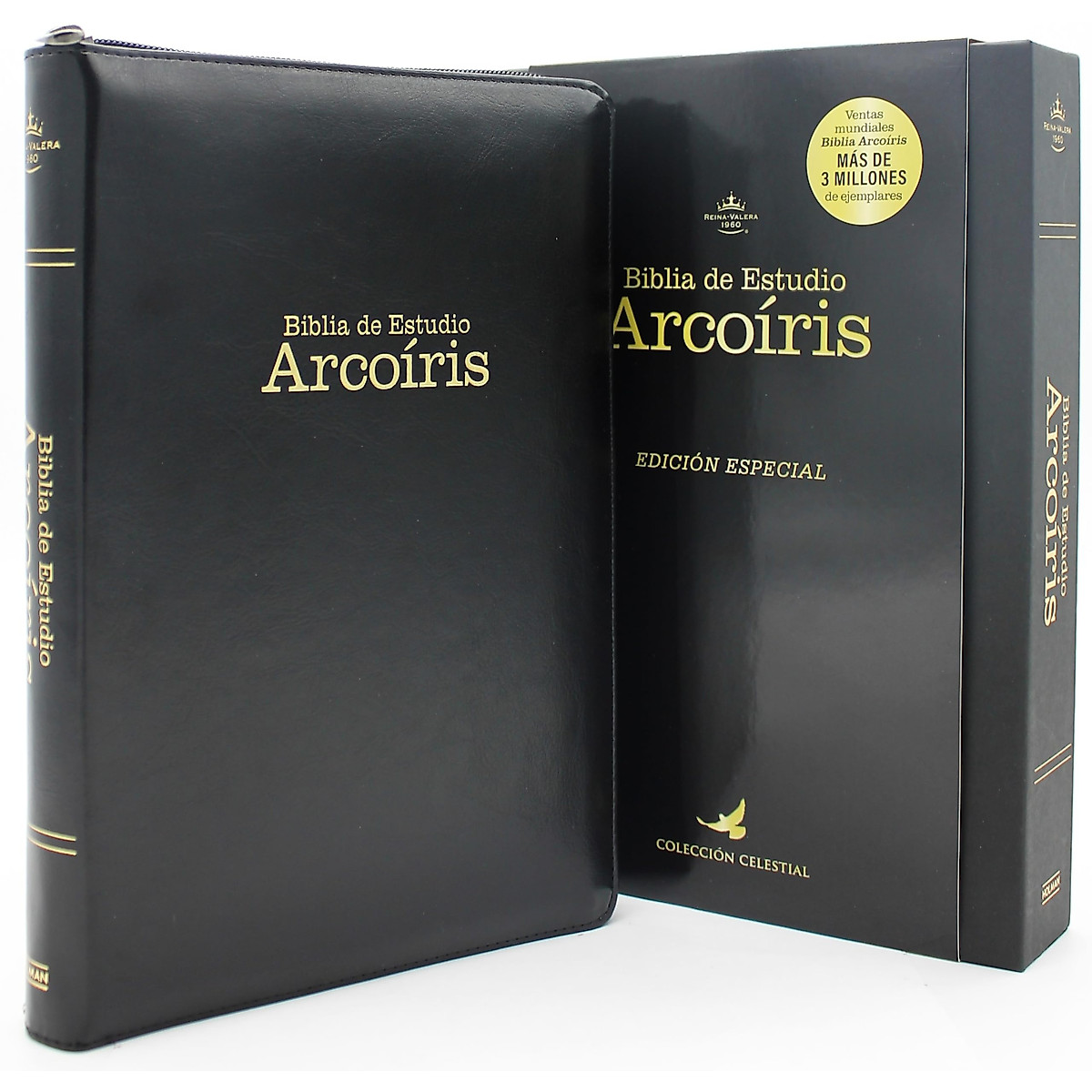 Biblia de Estudio Arco Iris Reina Valera 1960 con Cierre e Indice en Español color Negro/Spanish Rainbow Study Bible RVR 1960 with Thumb Index Multicolor