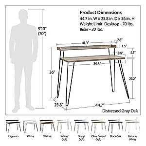 Ameriwood Home Haven Retro Desk with Riser, Espresso