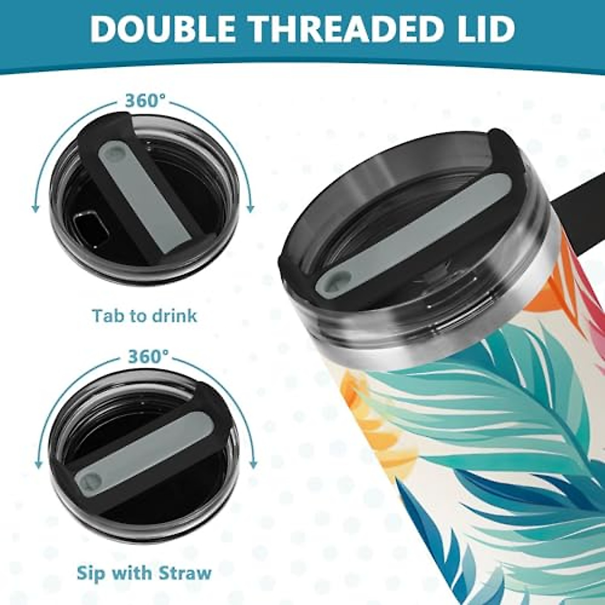 FRCSDIY Colored Leaves Insulated Tumbler with Handle and Straw Lid,30oz Leakproof Stainless Steel Cup BPA-Free Water Bottle