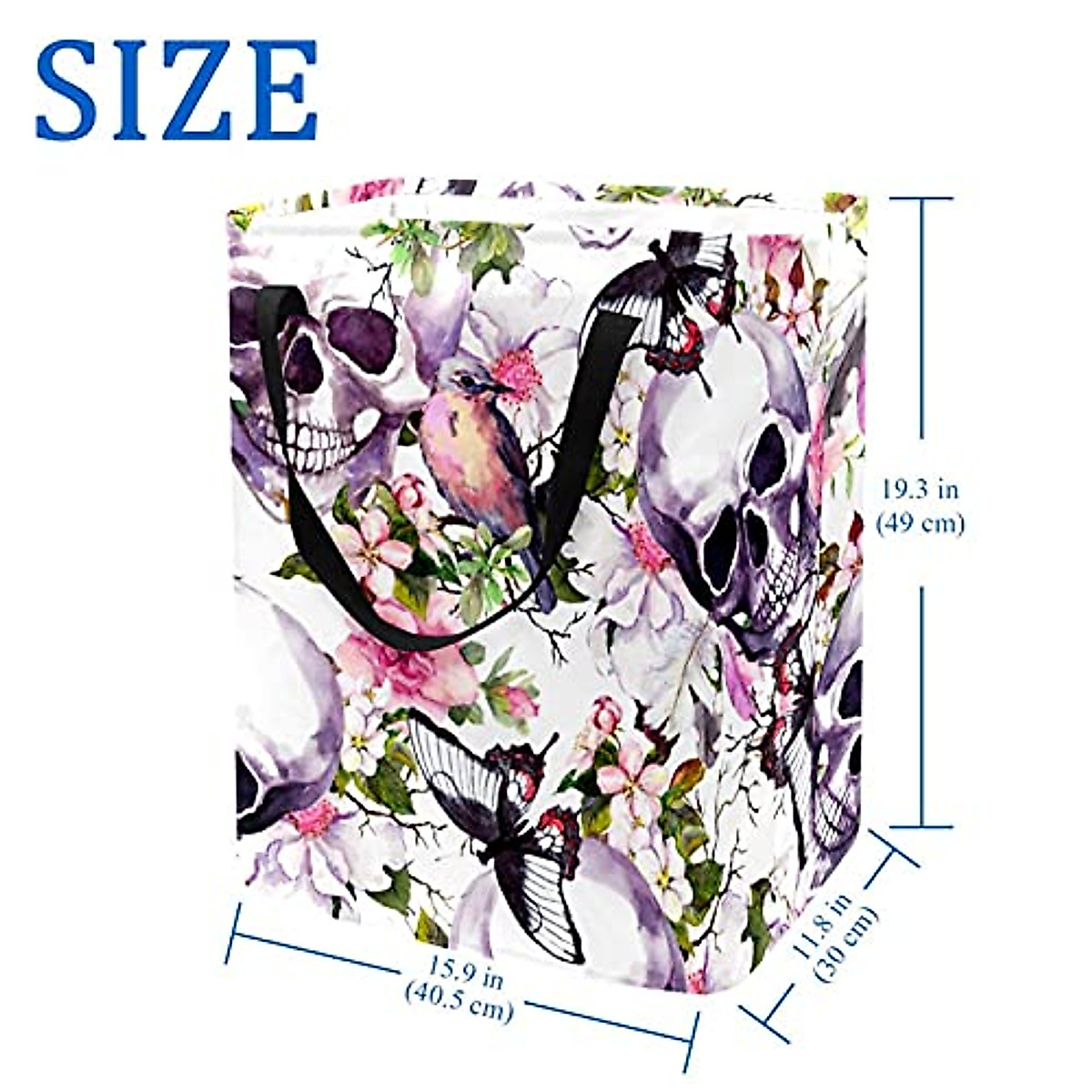 Skull Butterfly Laundry Basket Collapsible Storage bin with Handles for Hamper,Kids Room,Toy Storage