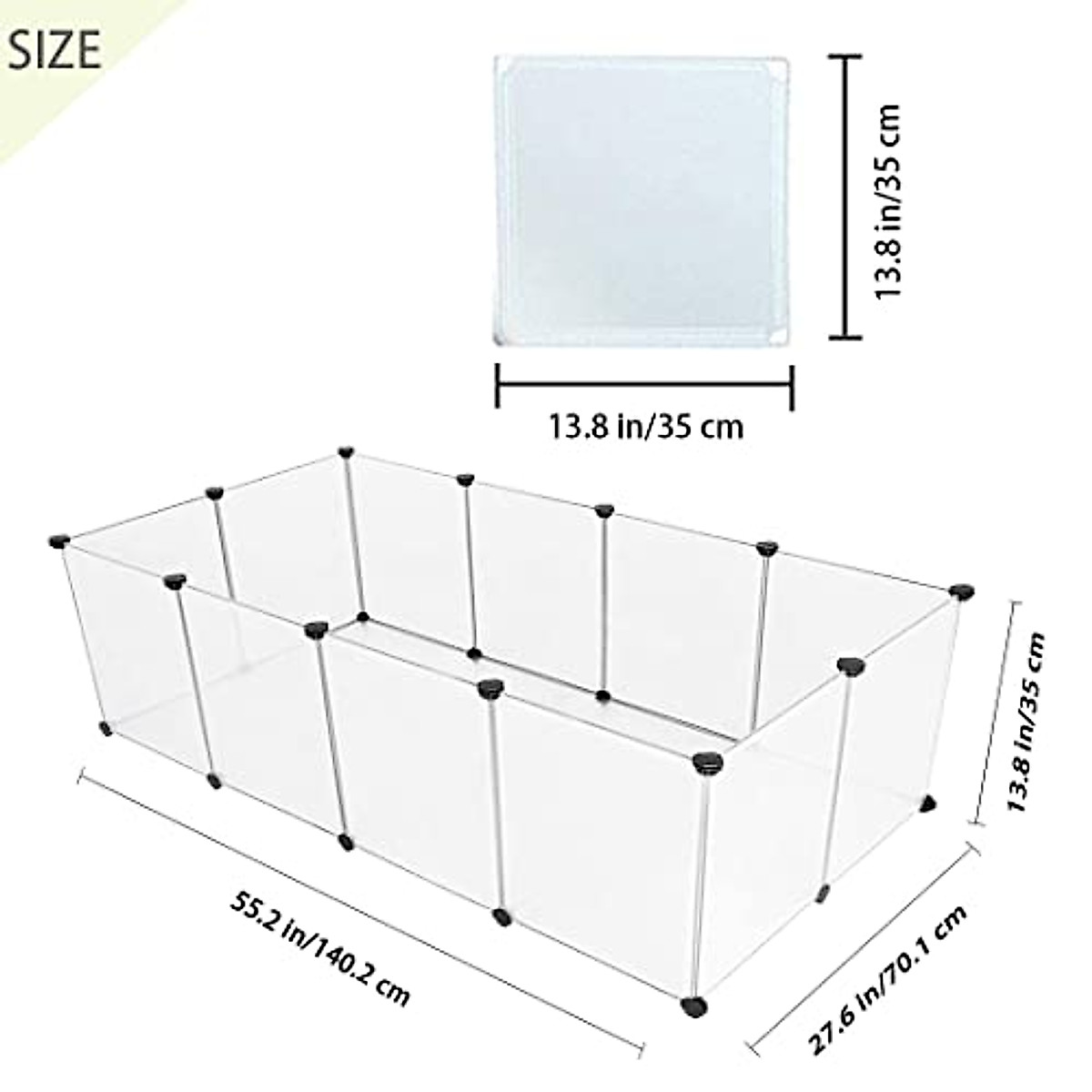 MUYG Pet Plastic Playpen,Rabbit Panels Small Animals Portable Yard Fence Rabbits DIY Outdoor & Indoor Fences,Kitten Breeding Crate for Hamster Bunny Puppy Hedgehogs Guinea Pig(12 Pcs)