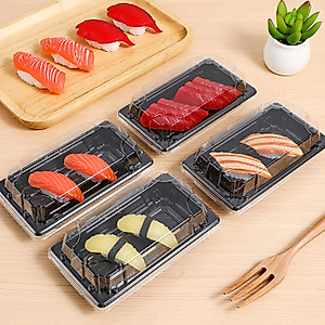 Sushi Containers with Lid: 100 Pcs Black Disposable Sushi Containers Sushi Boxes with Clear Lid Fruit Cake Dessert Container