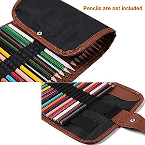 Bringsine Professional Roll UP Washable Canvas Pencil Bag Pencil Wrap,72 Pencil Holder Colored Pencils Case Multi-purpose Pouch for School Office Art Travel pen organizer