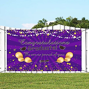 Purple Gold Graduation Party Supplies NYU Purple Gold Graduation Party Decorations 2023/Graduation Backdrop Purple Gold Grad Balloons/Photography Background for Class of 2023 Graduation