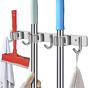 Broom Mop Holder Wall Mount Heavy Duty Tool, Garage Storag Racks Wall Mounted Broom Hanger for Home, Kitchen, Garden, Garage, Landry Organization and Storage