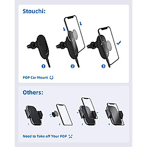 POP Mount Wireless Car Charger, Stouchi 2-in-1 POP Holder and 10W Qi Car Fast Charger Compatible with iPhone 14/13/12/11 Pro/XR/XS/X, Galaxy S22/22+ Ultra (Not Include POP)
