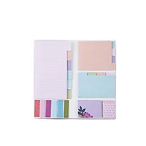 Floral Sticky Notes Set, Office Supplies for Women, Cute School Supplies, Colored Divider Self-Stick Notes Pads Bundle, Large and Small Sticky Notes Set Colored Divider Sticky Notes, Flower Theme Desi