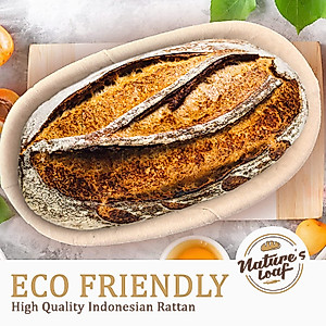 Nature's Loaf Banneton Bread Proofing Basket Set | 2 Oval Baskets with Sourdough Bread Baking Supplies - Complete Kit Including Proofing Baskets, Danish Whisk, Bowl Scraper, Dough Scraper, Bread Lame