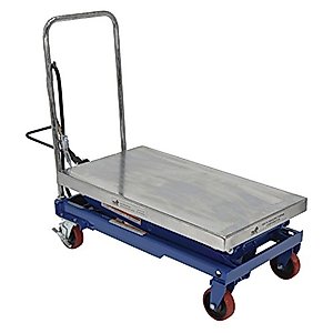 Vestil AIR-800-D Steel Air Hydraulic Cart, 800 lbs Capacity, 35-1/2" Length x 20" Width Platform, 15" - 51" Height Range
