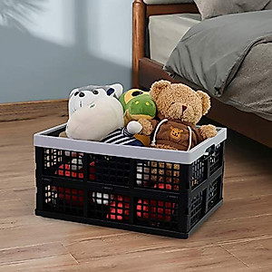 CadineUS 3 Packs 32 Quart Folding Collapsible Crates, Folding Storage Bin