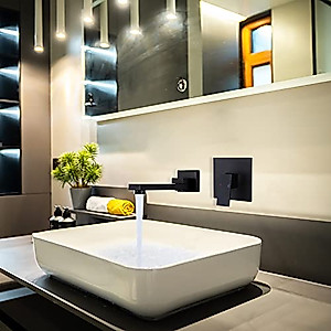 Wall Mount Tub Faucet with Extra Long Tub Spout,Single Handle Tub Filler Faucet with Brass Rough-in Valve,Matte Black