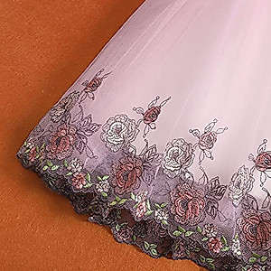 TENTIDE Baby Flower Grils Pink Dress Princess Pageant Rose Embroidery Layered Tulle Tutu Gown Dress 0-18M (Pink, 3-6 Months)