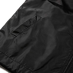 AITFINEISM Men's Lightweight Windbreaker Casual Drawstring Hooded Zip Jackets (Large, Black-1)