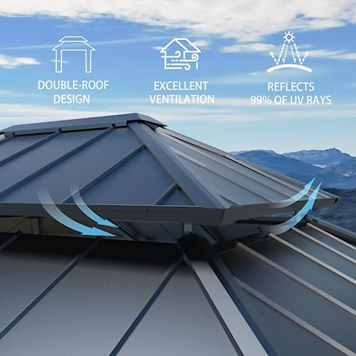 ALAULM 12' x 14' Hardtop Gazebo, Outdoor Patio Aluminum Gazebo with Aluminum Double Roof, Permanent Pavilion w/Curtains and Netting for Backyard, Patio, Deck, Garden-Cream